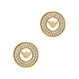 Paar Ohrstecker Emporio Armani "Schmuck Silber 925 Ohrringe KEY BASICS EAGLE CORE", gold (gelbgoldfarben, kristallwei&szlig;, kristallwei&szlig;), Ohrringe, Damen, 11mm, Silber 925 (Sterlingsilber), mit Zirkonia (synth.)