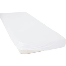 Spannbettlaken bellana "bellana exclusiv aus 100% Mako-Baumwolle, 150 g/m&sup2;, b&uuml;gelfrei", wei&szlig;, L:200cm, Mako-Jersey, Obermaterial: 100% Baumwolle, Bettlaken, Spannbettlaken, feinste Mako-Baumwolle, Spannbetttuch f&uuml;r Matratzen bis 25cm H&ouml;he