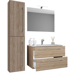 Waschtisch Vcm "4-tlg. Waschplatz Waschtisch Badinos Schublade SP", braun (sonoma, eiche), B:93cm T:46cm, Waschtische, Waschtisch