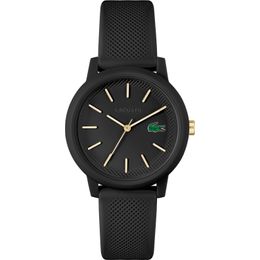 Quarzuhr Lacoste "Lacoste 12.12 LADIES", schwarz, Armbanduhren, Damen, Quarzuhr, Armbanduhr, Damenuhr, Mineralglas, analog, Silikonarmband
