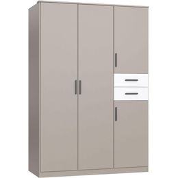 Dreht&uuml;renschrank wimex "Bahamas, Kleiderschrank in den Breiten 90cm oder 135cm erh&auml;ltlich", saharagrau, abgesetzt wei&szlig;, B:135cm H:198cm T:58cm, Holzwerkstoff, Schr&auml;nke, Dreht&uuml;renschrank, mit zwei farblich abgesetzten Schubladen