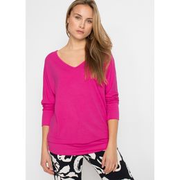 Oversize-Shirt bonprix "Oversized-Shirt aus flie&szlig;ender Viskose", Damen, Gr. 44/46 (L), rosa (magnolienpink), Obermaterial: 95% Viskose, 5% Elasthan, bequem, Shirts, weite Passform, 3/4-&Auml;rmel, weiter Ausschnitt, aus Viskose