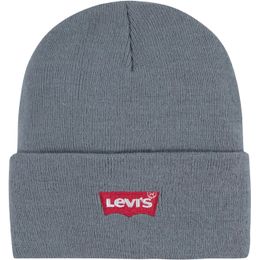 Beanie LEVI'S KIDS, Kinder, castlerock, Feinstrick, Kunstfaser, bestickt, unifarben, M&uuml;tzen Beanie, mit Batwing Logo