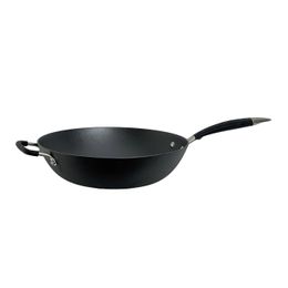 Wok RONNEBY BRUK "Ultra Light Wok-Pfanne, mit silikonummanteltem Griff", schwarz, B:30cm H:10,5cm L:56cm, Pfannen, Wok
