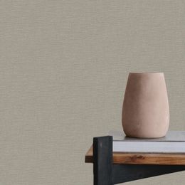 Vliestapete WOW "YARN CLAY", grau (taupe), B:0,52m L:10m, Vlies, Tapeten, Design Tapeten
