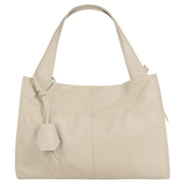 Shopper CLUTY, Damen, Gr. B/H/T: 40cm x 28cm x 11cm onesize, beige, Leder, leicht gl&auml;nzend, unifarben, Taschen Shopper, echt Leder, Made in Italy