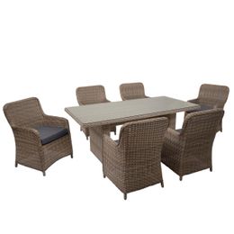 Mendler Poly-Rattan Garnitur HWC-E98, Sitzgruppe Balkon-/Garten-/Lounge-Set, Spun Poly halbrundes Rattan bei 69083+3x69084