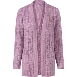 CR&Eacute;ATION L Damen Strickjacke in offener Longform orchidee-meliert Gr&ouml;&szlig;e 38