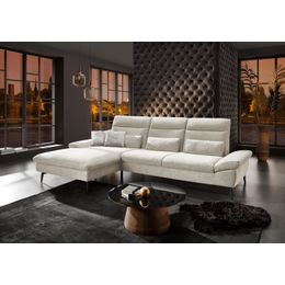 Ecksofa Hukla "HU-HP22156 L-Form", beige (cyber natur), B:309cm H:103cm T:193cm, 100% recyceltes Polyester, Sofas, Ecksofa, inkl. Kopfpolsterverstellung, optional mit Sitztiefenverstellung