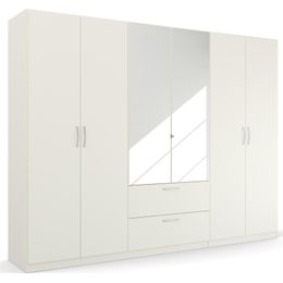 Dreht&uuml;renschrank Rauch "Kleiderschrank Schrank Garderobe Ankleide PURE BY QUADRA SPIN", wei&szlig; (alpinwei&szlig;), B:271cm H:210cm T:54cm, Holzwerkstoff, Schr&auml;nke, Dreht&uuml;renschrank, mit Spiegel, in puristischem Design, Griffe alufarben MADE IN GERMANY