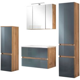 Badezimmer-Set Welltime "Horki", grau, B:160cm H:200cm T:49cm, Kastenm&ouml;bel-Sets, Breite 160 cm