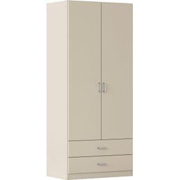 Dreht&uuml;renschrank Rauch "Kleiderschrank Garderobe GAMMA Breiten 91/136/181/226/271/315/360 cm", beige (champagner), griffe alu, B:91cm H:210cm T:54cm, Holzwerkstoff, Schr&auml;nke, Dreht&uuml;renschrank, mit Schubladen, verschiedene Griff-Varianten TOPSELLER MADE IN GERMANY