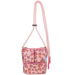 Schultertasche Fritzi aus Preussen "Donny Cross", Damen, Gr. B/H/T: 7cm x 18cm x 14cm, rosa, Baumwolle, unifarben, Taschen Schultertasche, mit zwei aufgesetzten Vordertaschen