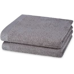 Handt&uuml;cher Ross "Doubleface, Uni/Streifen", grau, B:50cm L:100cm, Frottier, Baumwolle, Handt&uuml;cher, aus feinster Baumwolle