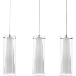 Eglo H&auml;ngeleuchte "PINTO Pendellampe, Stahl und Glas, Esstischlampe, E27, IP20, Lampe", wei&szlig; (chromfarben, wei&szlig;), 3, Leuchten, H&auml;ngeleuchte, L72,5 x H110 cm, chrom, 3X40W exkl., Esstischleuchte, H&auml;ngeleuchte