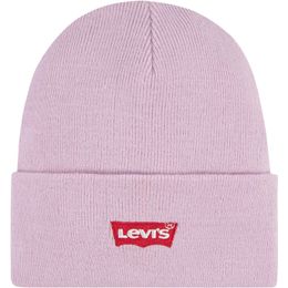 Beanie LEVI'S KIDS, Kinder, rosa (pink), Feinstrick, Kunstfaser, bestickt, unifarben, M&uuml;tzen Beanie, mit Batwing Logo