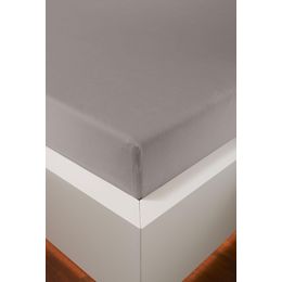 Spannbettlaken bellana "bellana exclusiv aus 100% Mako-Baumwolle, 150 g/m&sup2;, b&uuml;gelfrei", grau (taupe), L:200cm, Mako-Jersey, Obermaterial: 100% Baumwolle, Bettlaken, Spannbettlaken, feinste Mako-Baumwolle, Spannbetttuch f&uuml;r Matratzen bis 25cm H&ouml;he