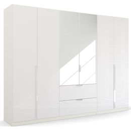 Dreht&uuml;renschrank Rauch "Kleiderschrank Schrank Garderobe Ankleide GLAMOUR BY QUADRA SPIN", wei&szlig; (alpinwei&szlig;, hochglanz wei&szlig;), B:271cm H:210cm T:54cm, Holzwerkstoff, Schr&auml;nke, Dreht&uuml;renschrank, mit Spiegel und Hochglanz-Front, Stangengriff MADE IN GERMANY