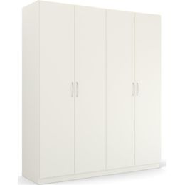 Dreht&uuml;renschrank Rauch "Kleiderschrank Schrank Garderobe Ankleide PURE BY QUADRA SPIN", wei&szlig; (alpinwei&szlig;), B:181cm H:210cm T:54cm, Holzwerkstoff, Schr&auml;nke, Dreht&uuml;renschrank, mit Spiegel, in puristischem Design, Griffe alufarben MADE IN GERMANY