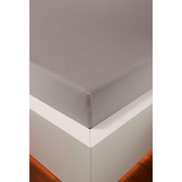 Spannbettlaken bellana "bellana exclusiv aus 100% Mako-Baumwolle, 150 g/m&sup2;, b&uuml;gelfrei", grau (taupe), L:200cm, Mako-Jersey, Obermaterial: 100% Baumwolle, Bettlaken, Spannbettlaken, feinste Mako-Baumwolle, Spannbetttuch f&uuml;r Matratzen bis 25cm H&ouml;he