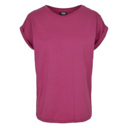 Kurzarmshirt Urban Classics "Urban Classics Damen Ladies Extended Shoulder Tee", Damen, Gr. M, brightviolet, 100% Baumwolle, unifarben, loose fit, Rundhals, Shirts