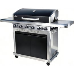 Gasgrill El Fuego "Detroit", silber, schwarz, B:158,5cm H:114cm T:53,5cm, Grills, 18 kW (6 Brenner je 2,5 kW + 1 Seitenbrenner 3,0 kW)