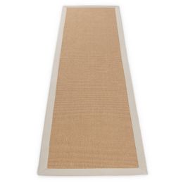 Sisalteppich CarpetFine "Sisal , auch als L&auml;ufer erh&auml;ltlich", beige (creme), B:75cm H:5mm L:350cm, Sisal, Teppiche, Sisalteppich, mit farbiger Bord&uuml;re, Anti Rutsch R&uuml;ckseite, viele Gr&ouml;&szlig;en, Wohnzimmer