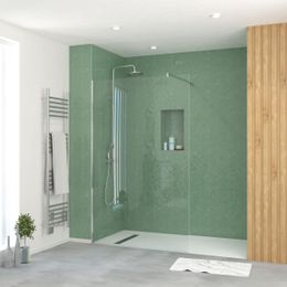 Walk-in-Dusche MARWELL, silber, B:120cm H:195cm T:10cm, Duschw&auml;nde, mit barrierefreien Einstieg, inklusive Halterungsstange