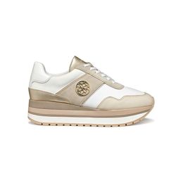 Geox Leder-Keilsneakers "New Kency" in Wei&szlig;/ Beige - 51% | Gr&ouml;&szlig;e 40 | Damen-sneakers
