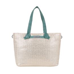 Henkeltasche Fritzi aus Preussen "Cloud Shopper Big Limited Painted Straw", Herren, Gr. B/H/T: 14cm x 35cm x 44cm, silberfarben, gr&uuml;n, Polypropylen, unifarben, Taschen, im coolen Look mit metallischem Finish