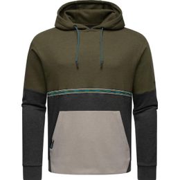 Hoodie Ragwear "Blocky Hoody", Herren, Gr. XXL (56), gr&uuml;n (olivgr&uuml;n), Sweatware, Obermaterial: 70% Baumwolle, 30% Polyester, Basic, l&auml;ssig geschnitten h&uuml;ftbedeckend, hoch geschlossener Ausschnitt, &Auml;rmel ohne &Auml;rmelschlitz B&uuml;ndchen, Sweatshirts Hoodie, Sportlicher Herren Kapuzenpullover mit Blockstreifen