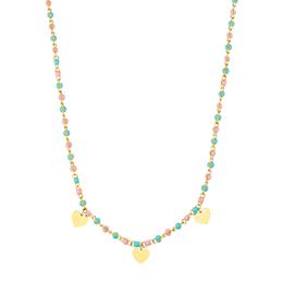 Kette mit Anh&auml;nger Prinzessin Lillifee "Herzen", bunt (gelbgoldfarben, blau, rosa), Halsketten, M&auml;dchen, Edelstahl, L: 38 B: 2,2mm, B:2,2mm