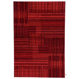 Teppich Tom Tailor HOME "Stripy Pat", rot, B:155cm H:5mm L:230cm, Baumwolle, Kunstfaser, Teppiche, Teppich, Flachgewebe, modernes Patchworkdesign, gestreift, Chenille, Wohnzimmer