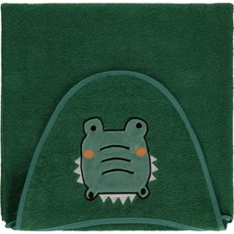 Kapuzenhandtuch Egeria "Crocodile", gr&uuml;n, B:70cm L:100cm, Frottier, Baumwolle, Handt&uuml;cher, mit Kokodil Applikation