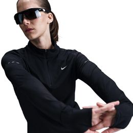 Lauftop Nike "W NK SWIFT DF UV HZ TOP", Gr. M, schwarz, reflectiv, Obermaterial: 88% Polyester, 12% Elasthan, Tops, hochschlie&szlig;ender Kragen, Rei&szlig;verschluss, atmungsaktiv