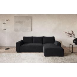 Ecksofa COTTA "Giro L-Form, Recamiere, Breite 252 cm", charcoal, B:252cm H:86cm T:170cm, 96% POLYESTER (PES) 4% POLYAMID(PA), Sofas, Ecksofa, wahlweise mit Bettkasten und Trendbezug CORD