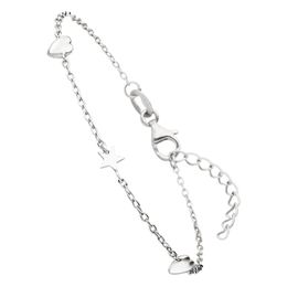 Silberarmband Jobo "Ankerarmband mt Herzen und Stern", silber 925, Armb&auml;nder, Damen, 19cm, Silber 925 (Sterlingsilber), Silberarmband, 925 Silber 19 cm rhodiniert