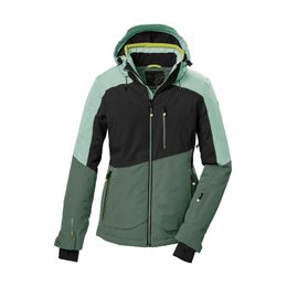 Skijacke Killtec "KSW 37 WMN SKI JCKT", Damen, Gr. 40, gr&uuml;n (rauchmint), Oberstoff 1: 100% Polyester/ Oberstoff 2: 93% Polyester, 7% Elasthan, Futter: 100% Polyester, Wattierung: 100% Polyester (recycelt), Jacken Skijacke, Atmungsaktive, wasserdichte Skijacke mit verstellbarer Kapuze