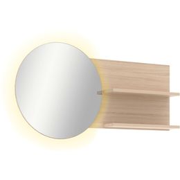 Spiegel Innostyle "Pisa Spiegel", braun, B:133cm H:70cm T:17cm, Holzwerkstoff, glasspiegel, Spiegel, LED-Beleuchtung, gro&szlig;e Fl&auml;che, 2 Fachb&ouml;den