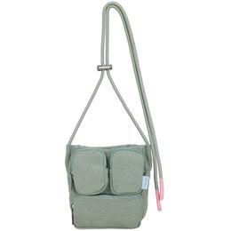 Schultertasche Fritzi aus Preussen "Donny Cross", Damen, Gr. B/H/T: 7cm x 18cm x 14cm, gr&uuml;n, Baumwolle, unifarben, Taschen Schultertasche, mit zwei aufgesetzten Vordertaschen