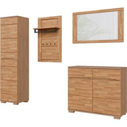 Garderoben-Set Home Affaire, eiche, B:210cm H:190cm T:40cm, FSC-zertifizierter Holzwerkstoff, FSC-zertifizierter Massivholz, FSC-zertifiziertes teilmassives Holz, Kastenm&ouml;bel-Sets, Zeitloses 4-teiliges Garderoben-Set ideal f&uuml;r Flur, Diele, Griffmulden