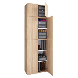 Schuhschrank Vcm "XXL Schuhschrank Kleiderschrank Schrank Lona 5f A", braun (sonoma, eiche), B:70cm T:39cm, Obermaterial: 100% Holz Wood., Schr&auml;nke, Schuhschrank