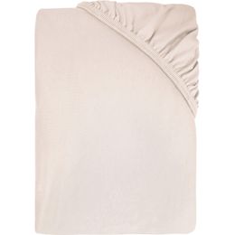 Spannbettlaken Dyckhoff "Uni", natur, B:180cm L:200cm, Jersey, Obermaterial: 95% Baumwolle, 5% Elasthan, Bettlaken, Spannbettlaken, Angenehm weich, besonders flexibel, bis 25cm Matratzenh&ouml;he