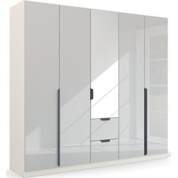 Dreht&uuml;renschrank Rauch "Kleiderschrank Schrank Garderobe Ankleide MODERN BY QUADRA SPIN", wei&szlig; (alpinwei&szlig;, glas kristallwei&szlig;), B:226cm H:210cm T:54cm, Holzwerkstoff, Schr&auml;nke, Dreht&uuml;renschrank, mit Spiegel und hochwertiger Glasfront, Stangengriff MADE IN GERMANY