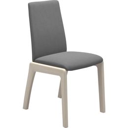 Polsterstuhl stressless "Laurel", grau (dunkelgrau dinamica, eiche gekalkt), B:57cm H:92cm T:59cm, Microfaser DINAMICA (88% Polyester, 12% Polyurethan), St&uuml;hle, Polsterstuhl, Low Back, Gr&ouml;&szlig;e M, mit abgerundeten Beinen in Eiche gekalkt