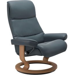 Relaxsessel stressless "View", blau (atlantic blau batick), B:82cm H:108cm T:81cm, Leder BATICK: BATICK ist ein leicht korrigiertes, durchgef&auml;rbtes und genarbtes M&ouml;belleder, bei dem die meisten Unebenheiten und Spuren in der Regel entfernt wurden.;Leder PALOMA: PALOMA ist ein durchgef&auml;rbtes Semianilin-M&ouml;belleder mit nat&uuml;rlicher Narbung.;ROHLEDER Stoff Q2 FARON: Ein fester zuverl&auml;ssiger Boucl&eacute; mit 