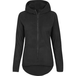 Sweatjacke Urban Classics "Urban Classics Damen Ladies Polar Fleece Zip Hoody", Damen, Gr. L, schwarz, 100% Polyester, unifarben, Sweatjacken Sweatjacke