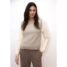 Pullunder STREET ONE STUDIO, Damen, Gr. 46, buffed beige meliert, Stoff, 30% Polyester, 29% Polyacryl, 21% Viskose, 20% Nylon, unifarben, comfort fit normal, Rundhals, Rippb&uuml;ndchen, Pullover Pullunder, mit Rundhalsausschnitt