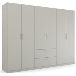 Dreht&uuml;renschrank Rauch "Kleiderschrank Schrank Garderobe Ankleide PURE BY QUADRA SPIN", grau (seidengrau), B:271cm H:210cm T:54cm, Holzwerkstoff, Schr&auml;nke, Dreht&uuml;renschrank, in puristischem Design mit Griffen in Alufarben MADE IN GERMANY