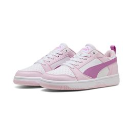 Sneaker Puma "Rebound V6 Low Sneakers Jugendliche", Damen, Gr. 35,5, pearl pink mauve pop wei&szlig;, Obermaterial: Synthetik, Textil. Futter: Textil. Innensohle: Textil, Keine Angabe. Laufsohle: Gummi, Schuhe Sneaker